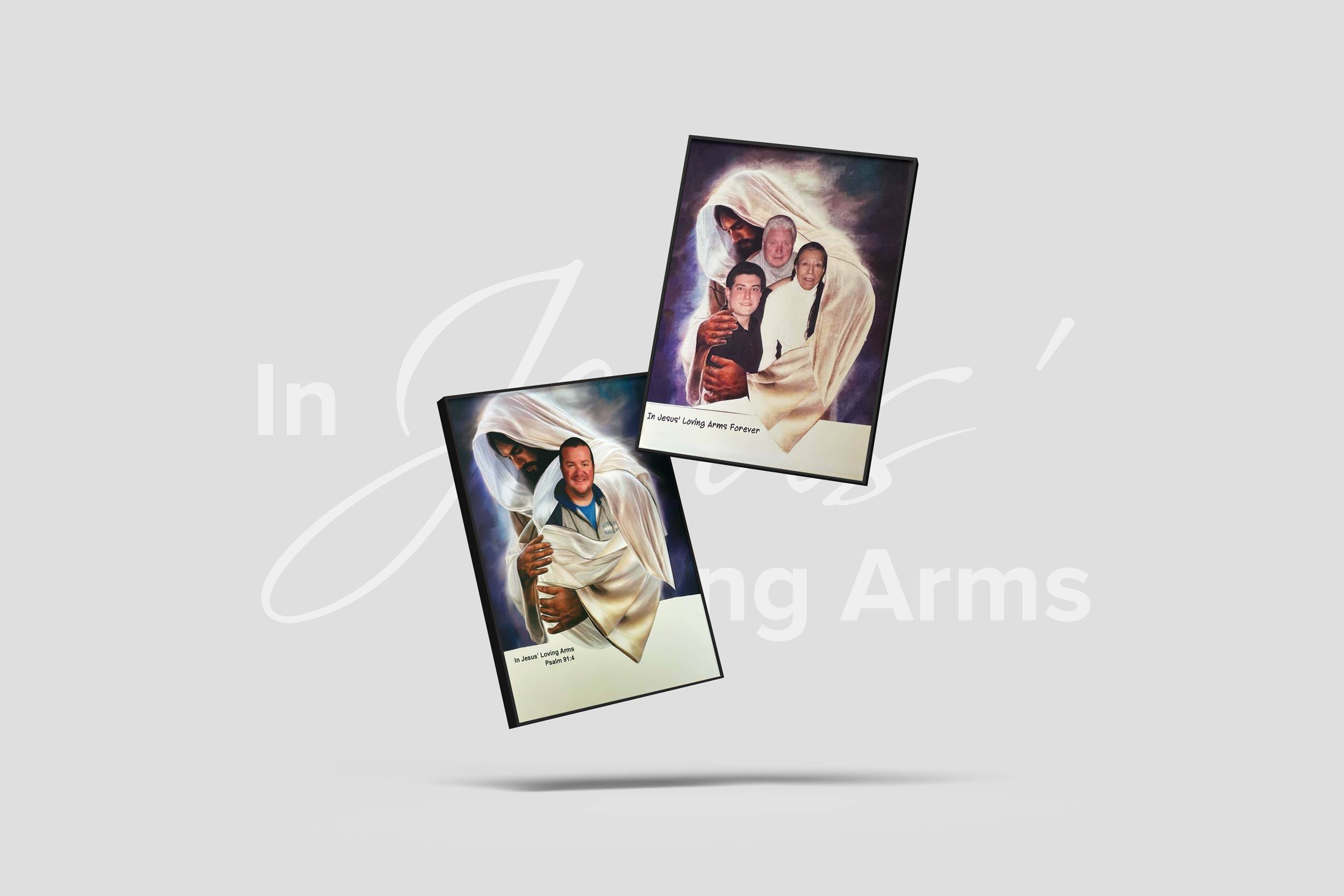 Faith-Based Memoriam Art | Jesus Embracing Loved Ones